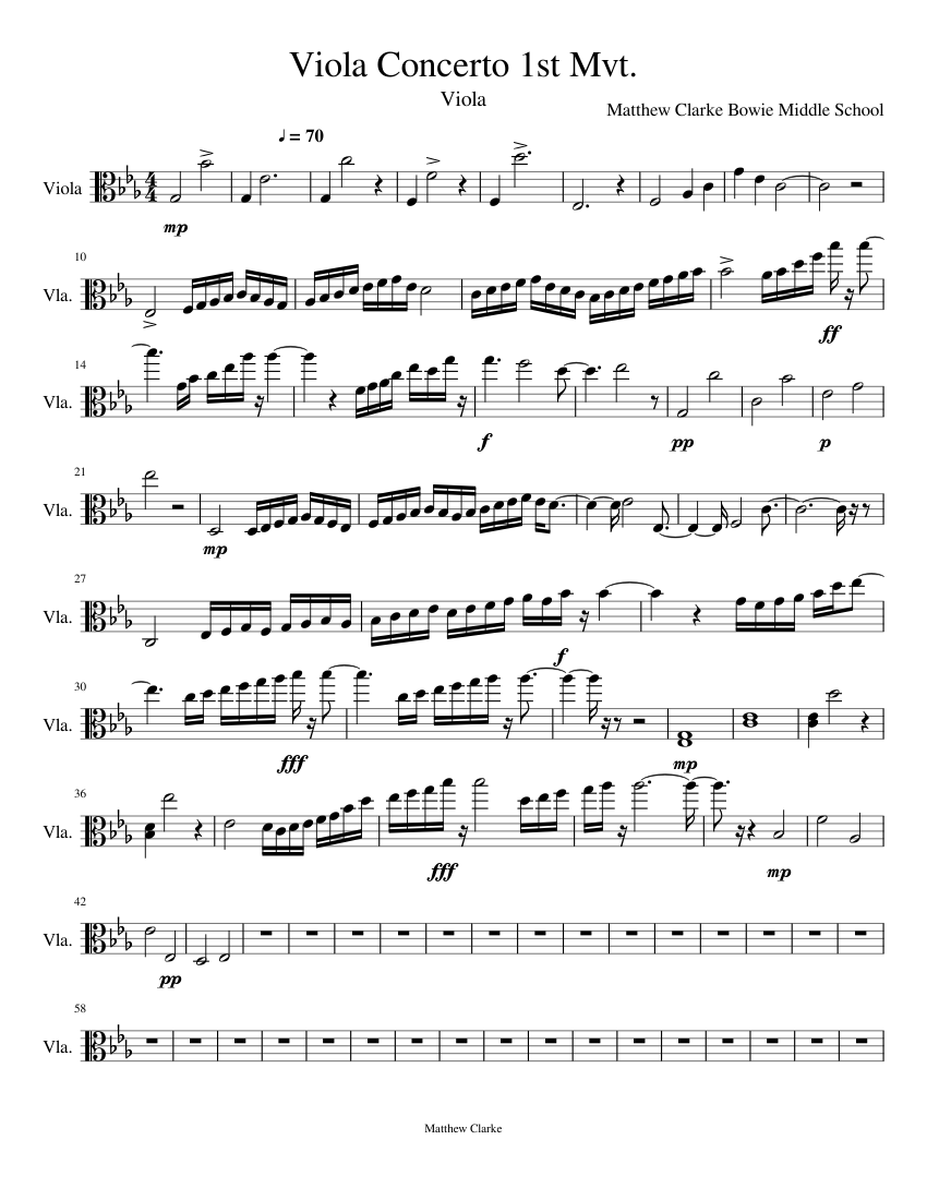 Viola Concerto in C Minor 1st Mvt. Sheet music for Piano, Viola (Solo ...