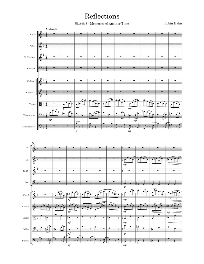 Sketch 08, Reflections Sheet music for Flute, Oboe, Clarinet in b-flat ...