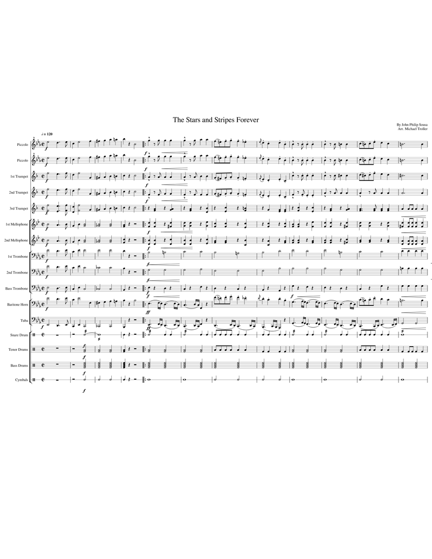The Stars and Stripes Forever Sheet music for Trumpet (In B Flat), Trombone, Tuba, Snare Drum ...