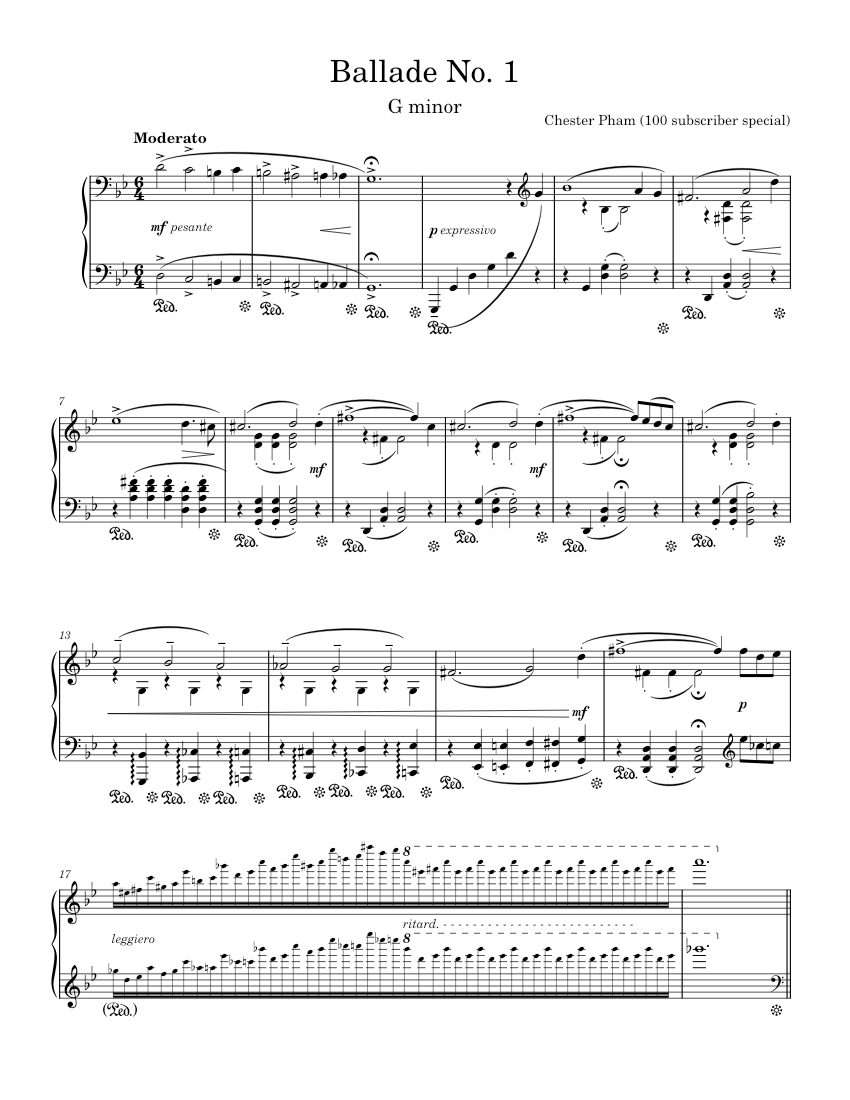 Ballade No.1 in G minor - (not by Chopin) Sheet Music for Piano (Solo ...
