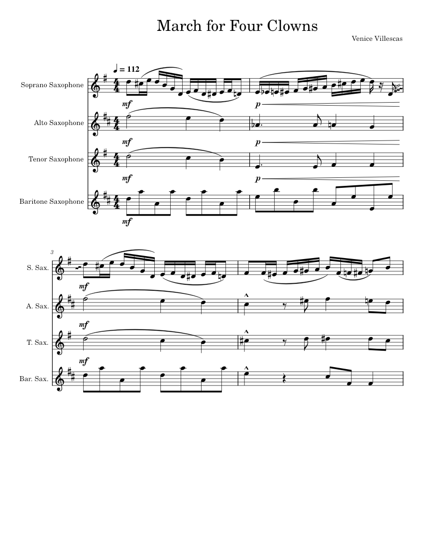 March for Four Clowns – VIV Sheet music for Saxophone alto, Saxophone ...