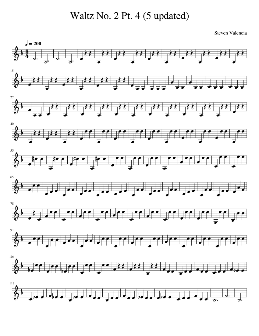 Waltz no. 2 – Dmitri Shostakovich Waltz No. 2 Pt. 5 4 Sheet music for Trumpet in b-flat (Solo ...