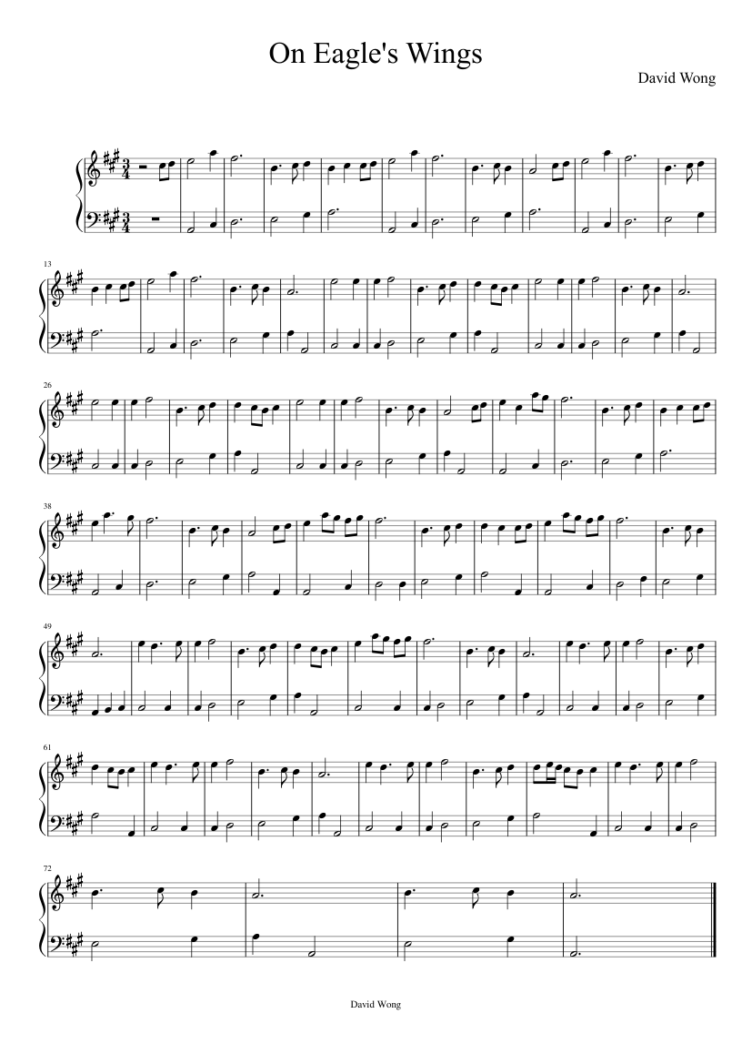 On Eagle's Wings Sheet music for Piano (Solo) Easy | Musescore.com