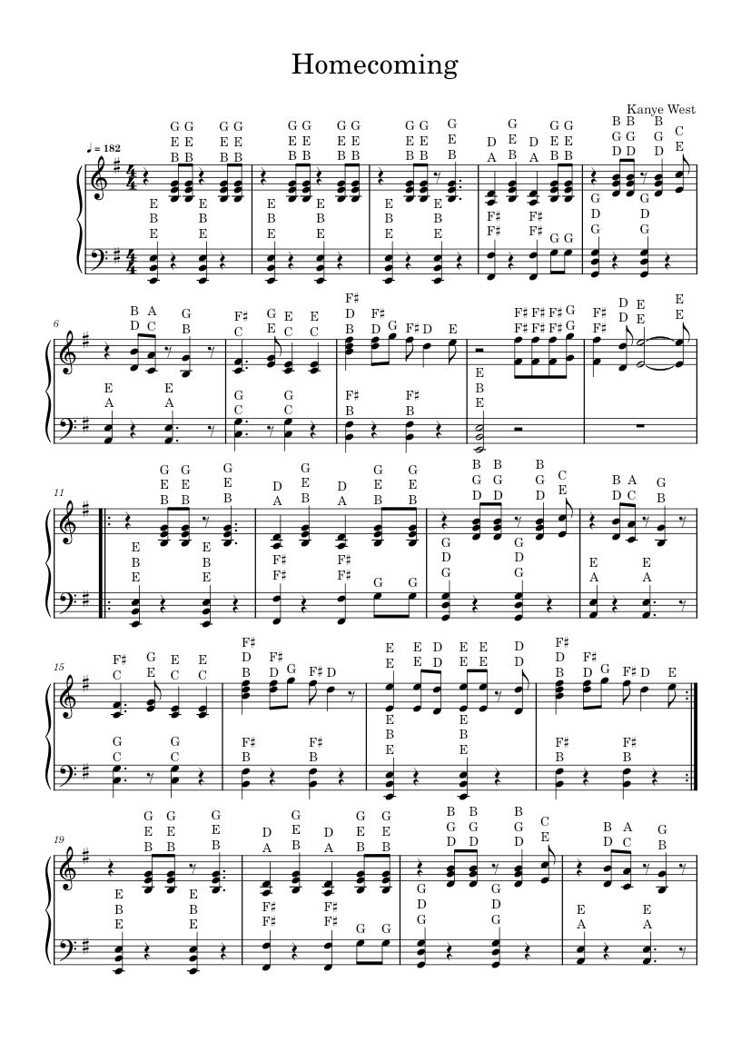 Homecoming – Kanye West Sheet Music for Piano (Solo) Easy | MuseScore.com