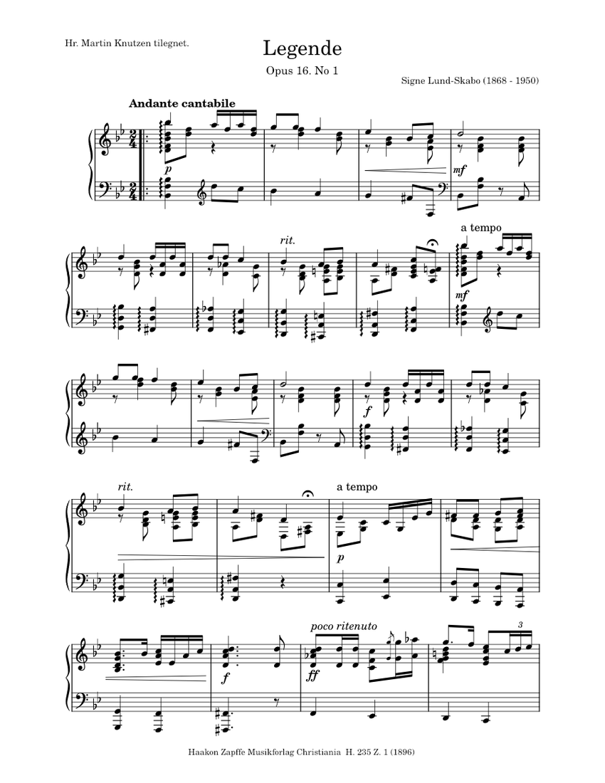 Legende Sheet music for Piano (Solo) | Musescore.com