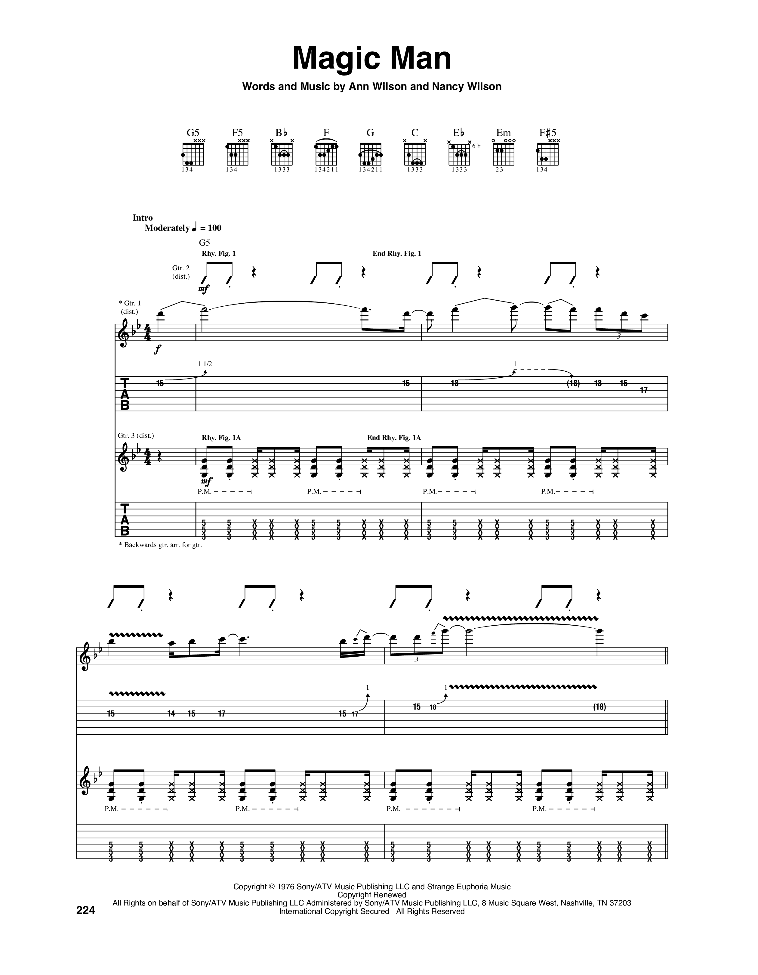 Play Official version of Magic man Sheet Music by Heart for Guitar ...