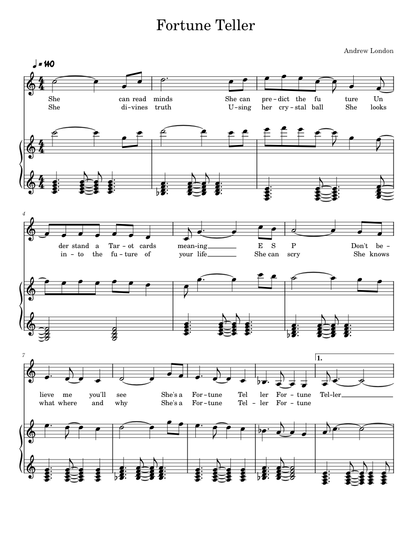 Fortune Teller Sheet music for Piano, Vocals (Solo) | Musescore.com
