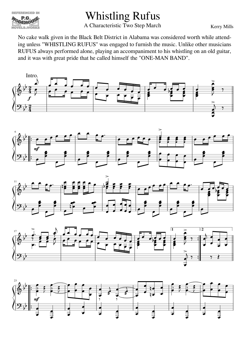 Whistling Rufus - Kerry Mills Sheet music for Piano (Solo) | Musescore.com
