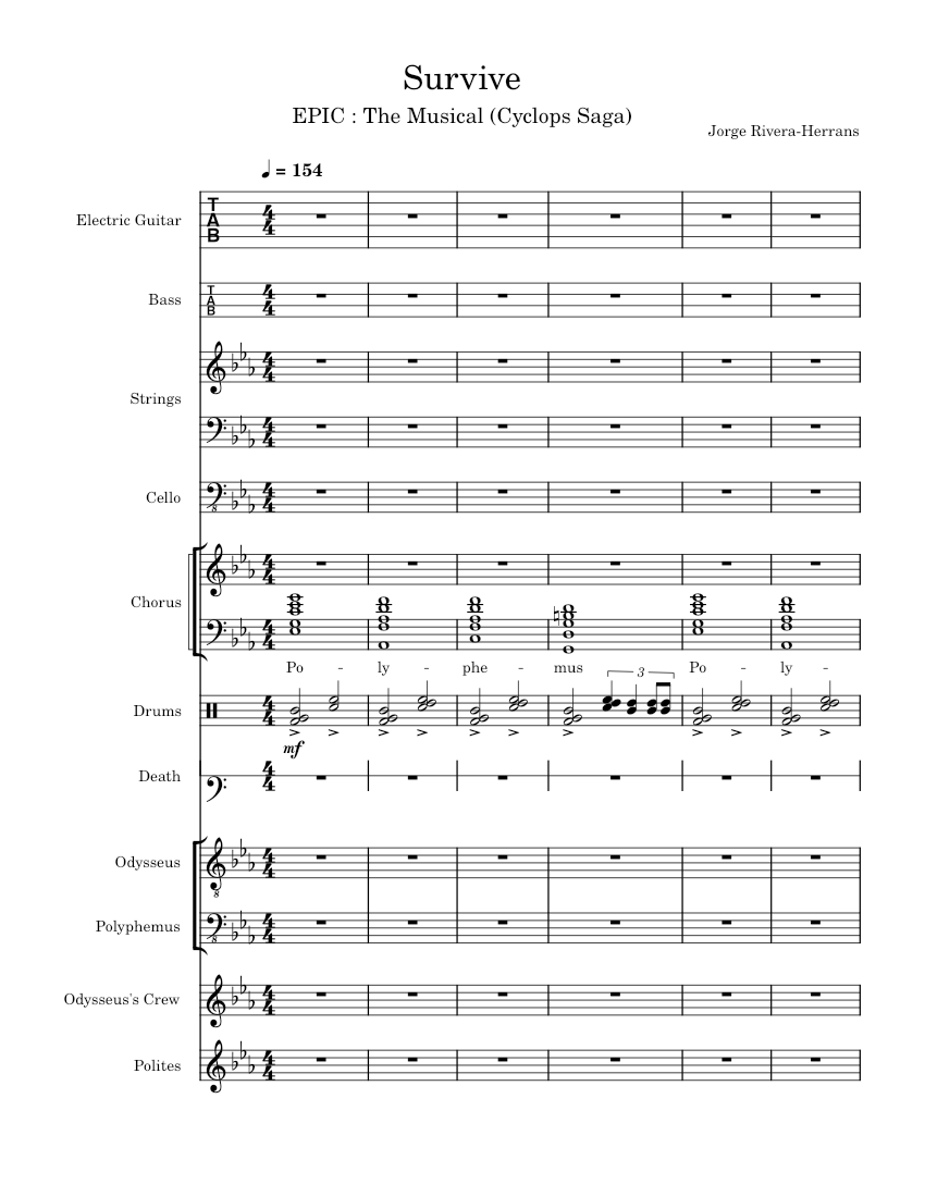 Survive – Jorge Rivera-Herrans (EPIC : The Musical) Sheet Music and Tab ...