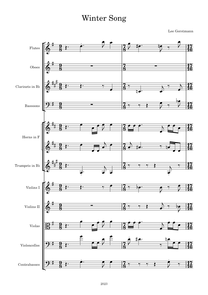Winter_Song Sheet music for Flute, Oboe, Bassoon, French horn & more ...