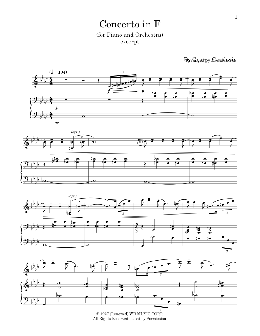 Play Official version of Concerto in F sheet music by George Gershwin ...