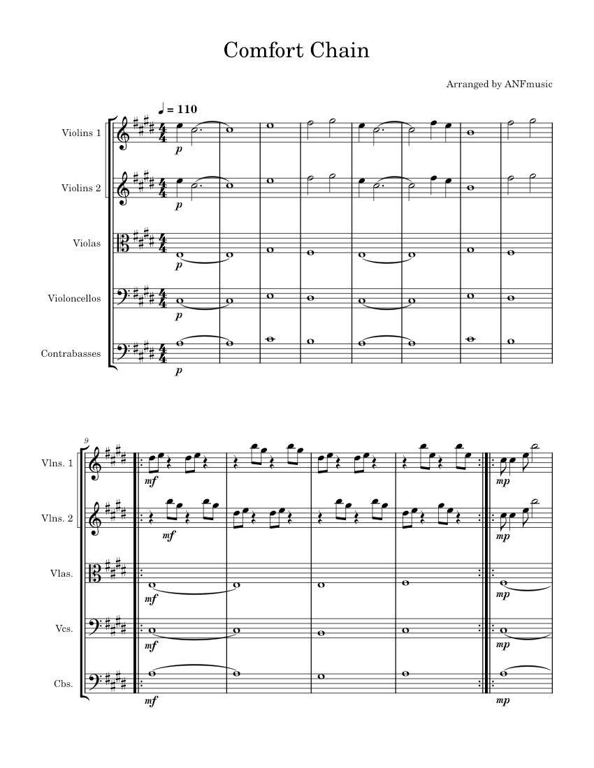 Comfort Chain Sheet Music for Strings group (Mixed Quintet) | MuseScore.com