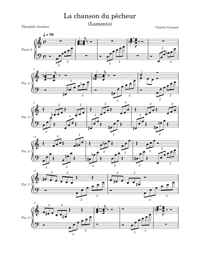 La chanson du pêcheur - Acc Sheet music for Piano (Solo) | Musescore.com