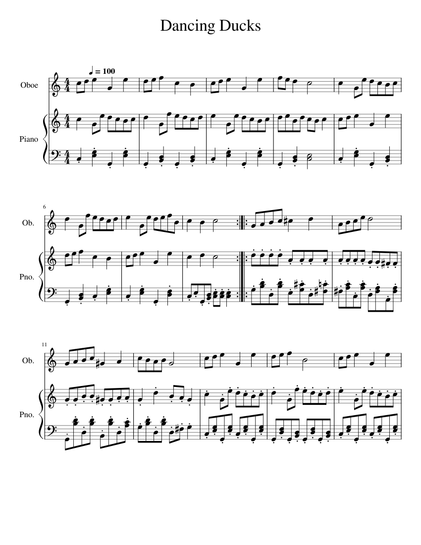 Dancing Ducks - Hailey Hall Sheet music for Piano, Oboe (Solo ...