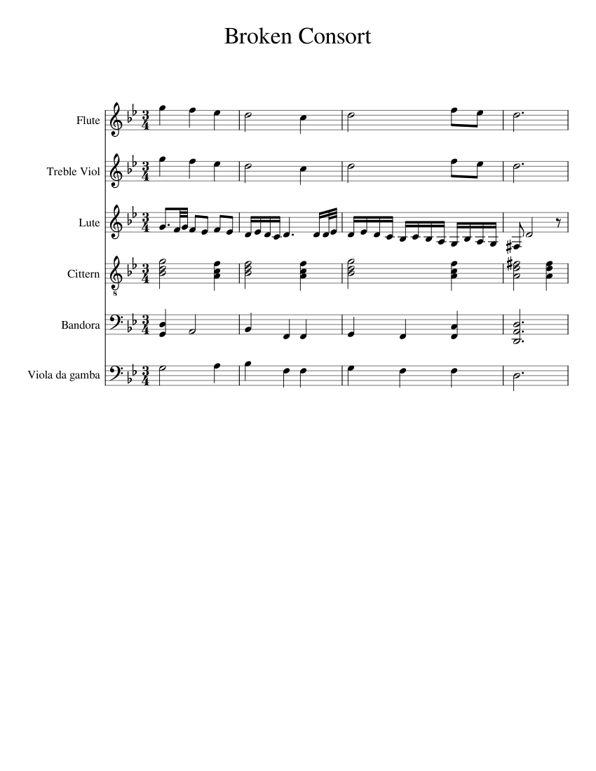 Broken_Consort Sheet music for Flute, Guitar, Banjo, Lute & more ...