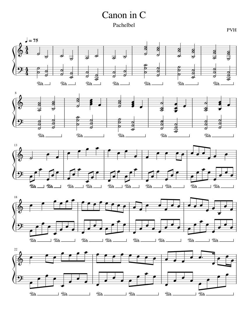 Canon in C Sheet music for Piano (Solo) | Musescore.com