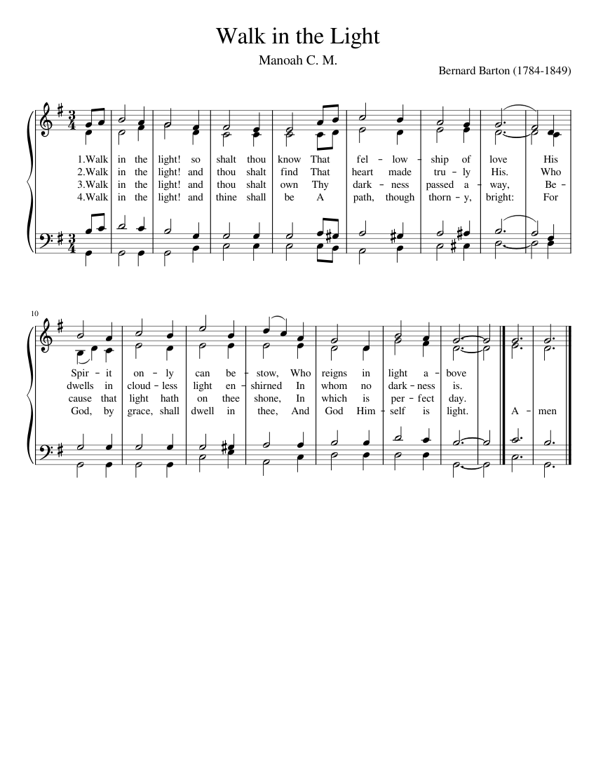Walk_in_the_Light Sheet music for Piano (Solo) Easy | Musescore.com
