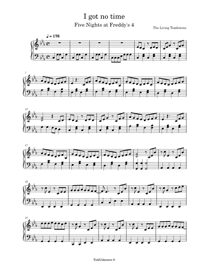 I Got No Time – The Living Tombstone Sheet music for Piano (Solo) Easy ...
