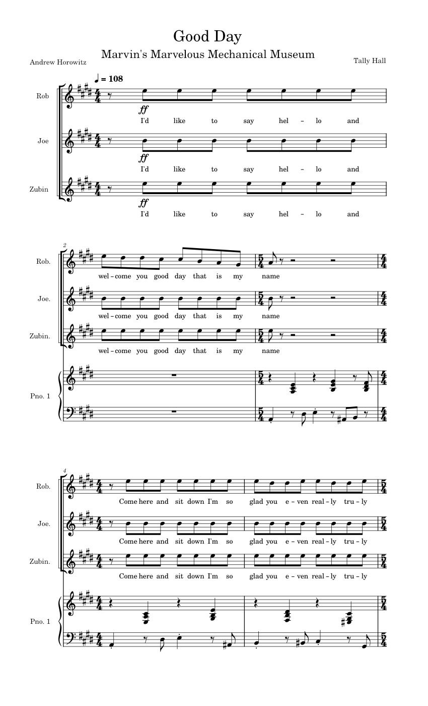 Good Day - Tally Hall (WIP) Sheet music for Piano, Vocals, Celesta ...