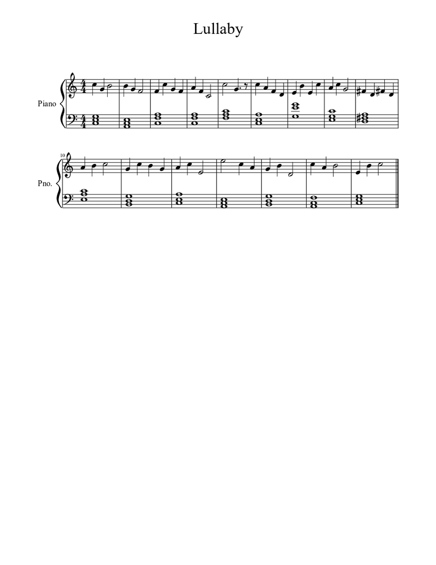 Lullaby Sheet music for Piano (Solo) | Download and print in PDF or ...