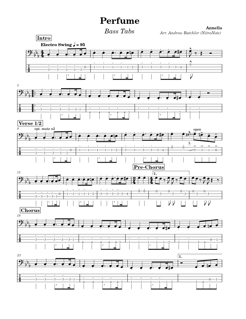Perfume (Bass Tabs) - Annella Sheet music for Bass guitar (Solo ...
