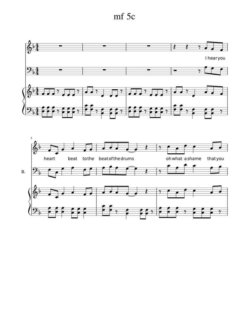 mf 5c Sheet music for Piano, Bass voice, Vocals (Mixed Trio ...
