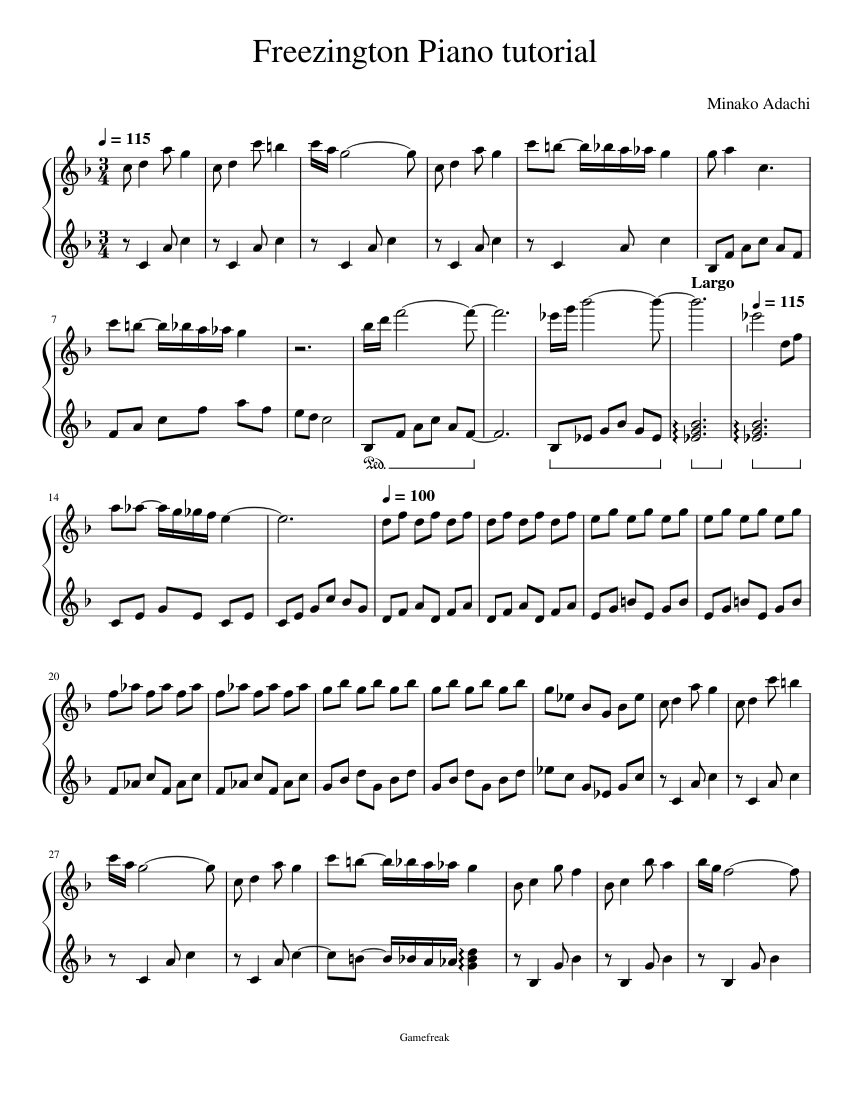 Freezington Piano tutorial Sheet music for Piano (Solo) Easy ...