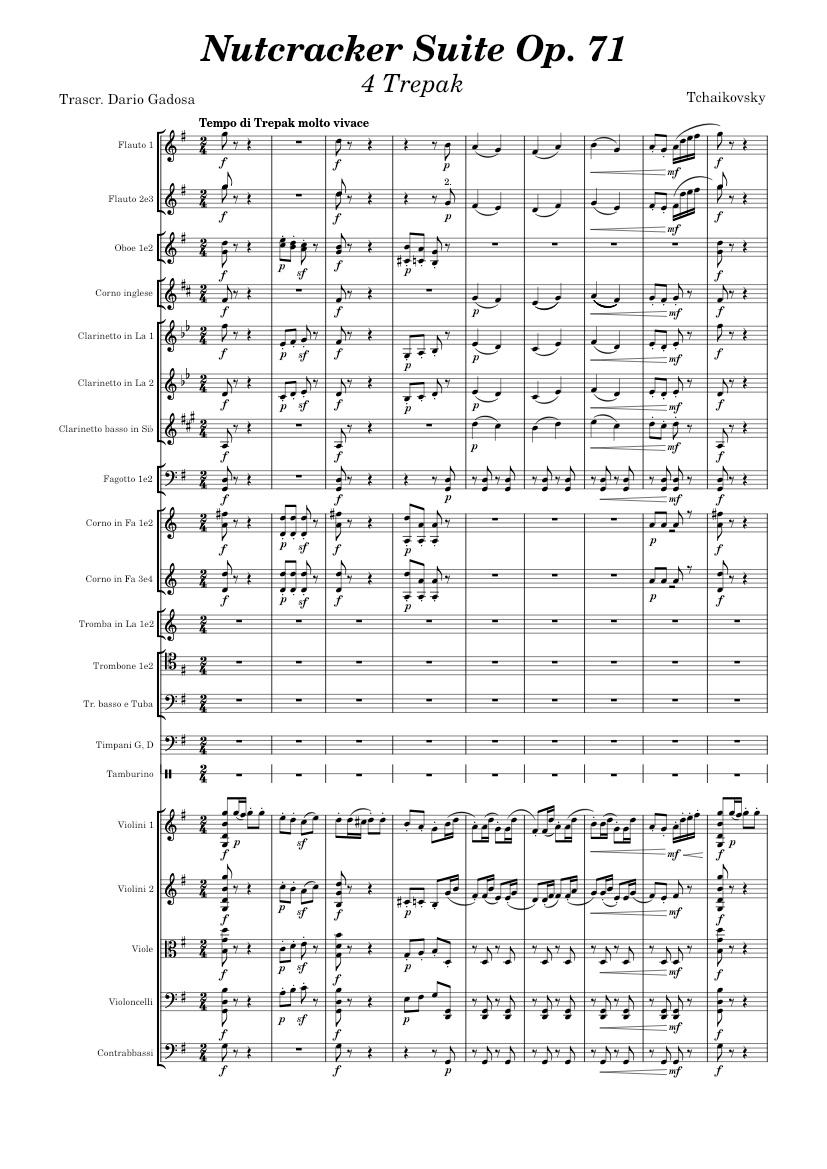 The Nutcracker 4 trepak Sheet music for Trombone, Trombone bass ...