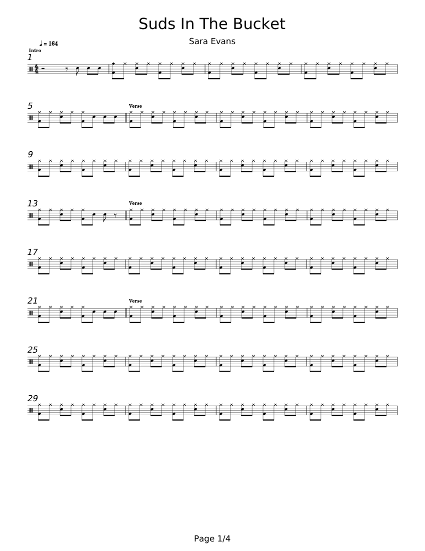 Suds in the bucket - Sara Evans Sheet music for Drum group (Solo ...