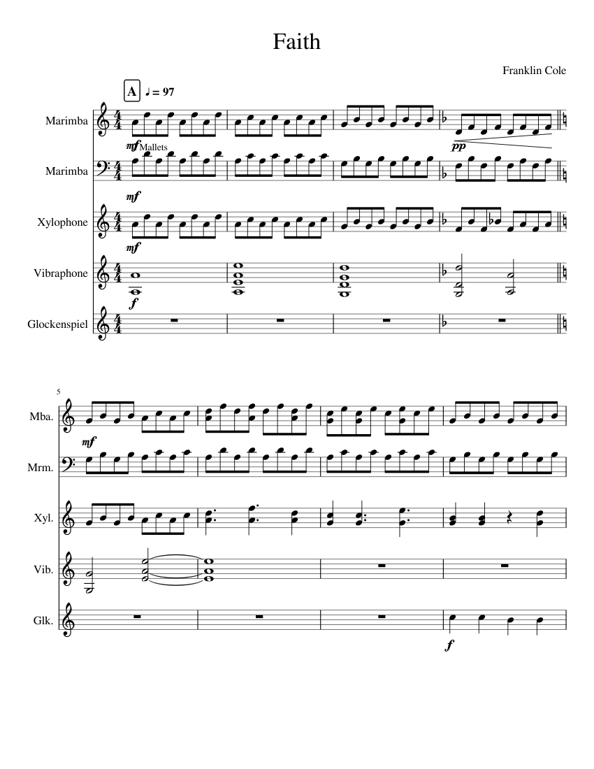 Faith Mallet Percussion Sheet music for Vibraphone, Glockenspiel, Marimba, Xylophone (Percussion ...