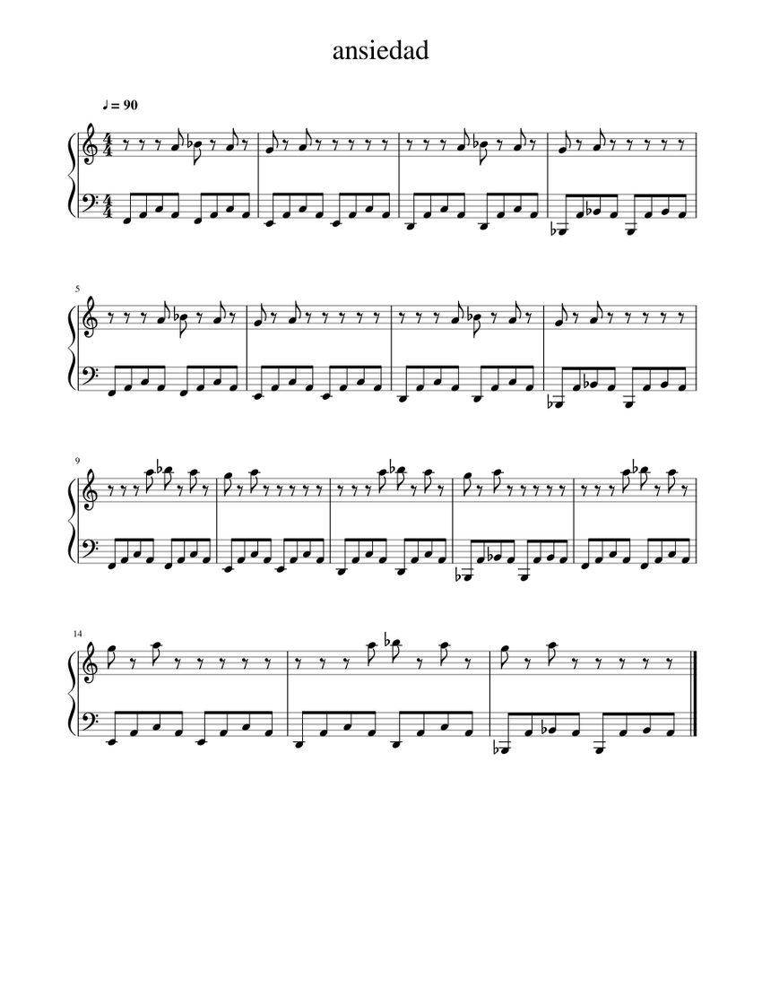 ansiedad Sheet music for Piano (Solo) Easy | Musescore.com