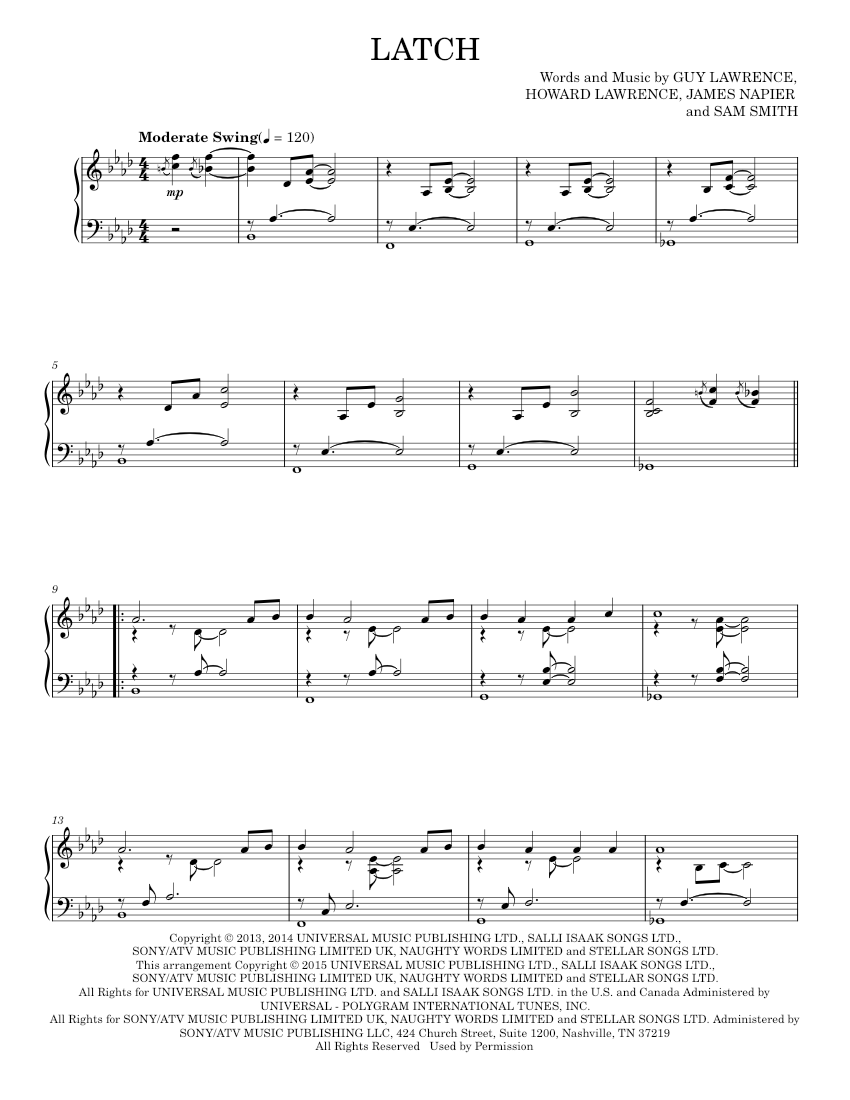 Play Official version of Latch Sheet Music by Disclosure for Piano ...