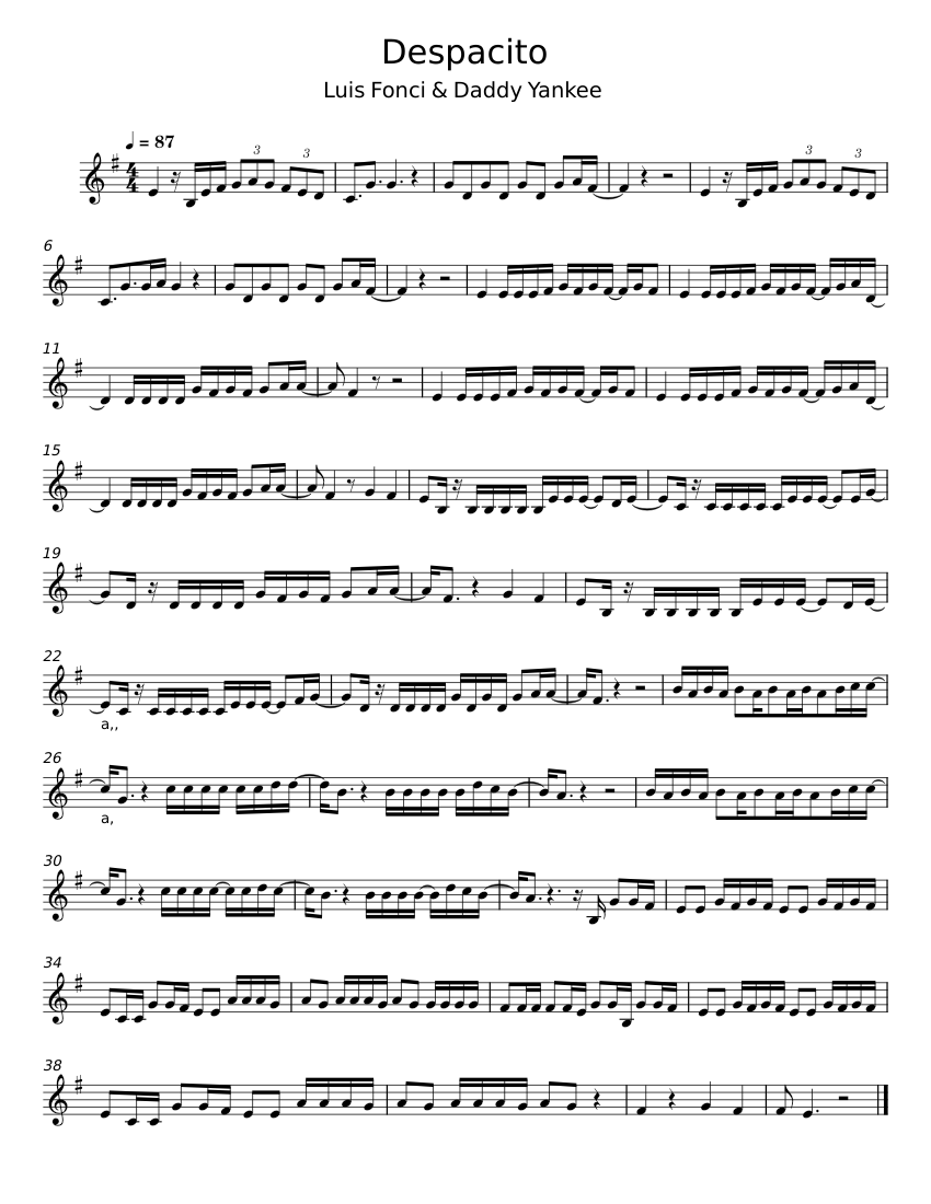 Despacito - Luis Fonsi Sheet Music for Piano (Solo) easy | MuseScore.com
