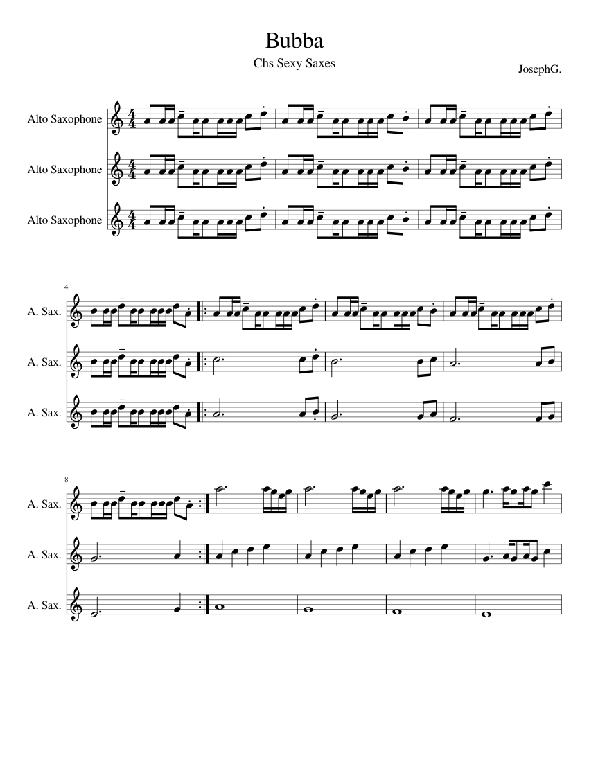 Bubba Sheet music for Saxophone (Alto) (Saxophone Ensemble) | Musescore.com