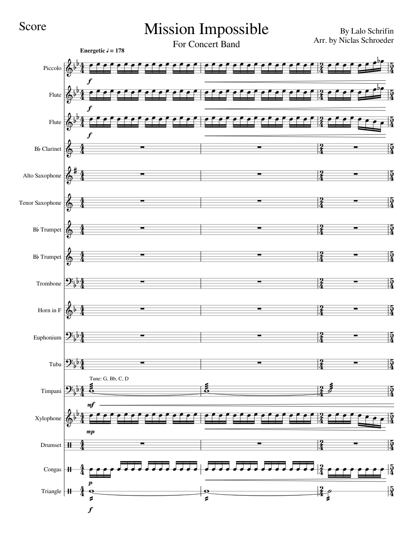 Mission Impossible (for Concert Band) Sheet music for Trombone ...