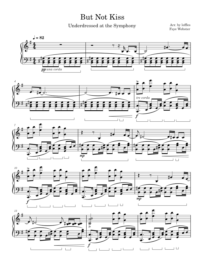 But Not Kiss – Faye Webster Sheet Music for Piano (Solo) | MuseScore.com