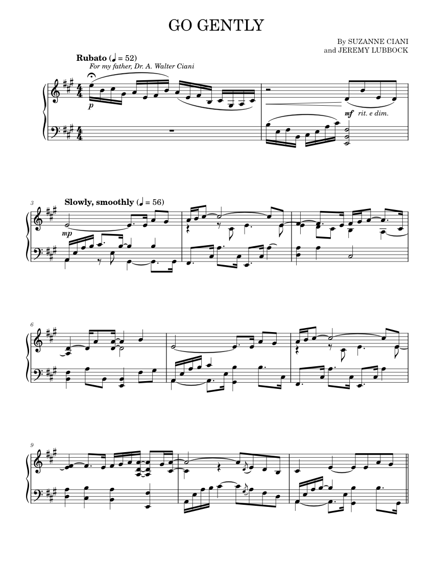 Go Gently Sheet music for Piano: Music Notes