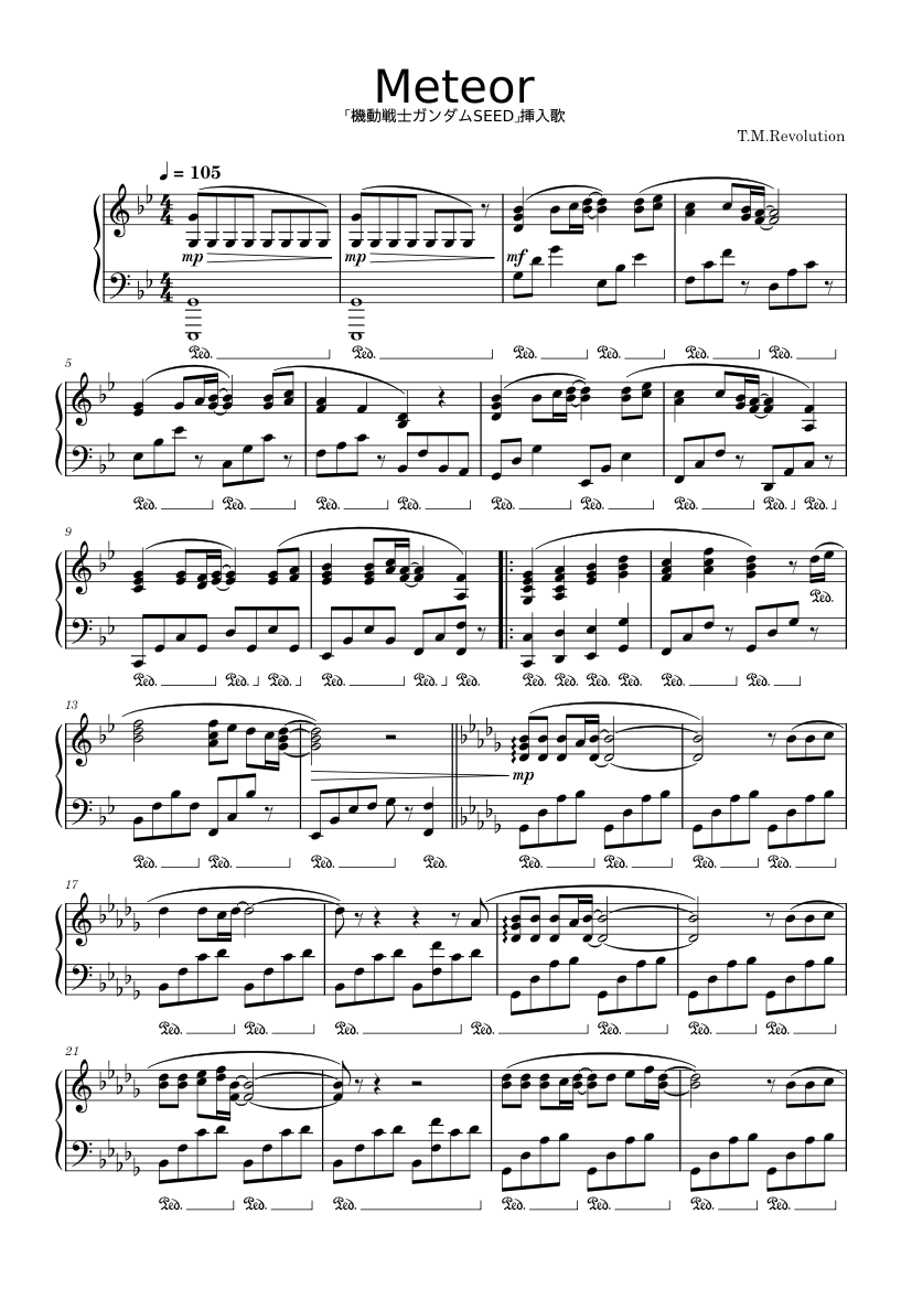 Meteor-ミーティア- – T.M.Revolution Sheet Music for Piano (Solo) | MuseScore.com