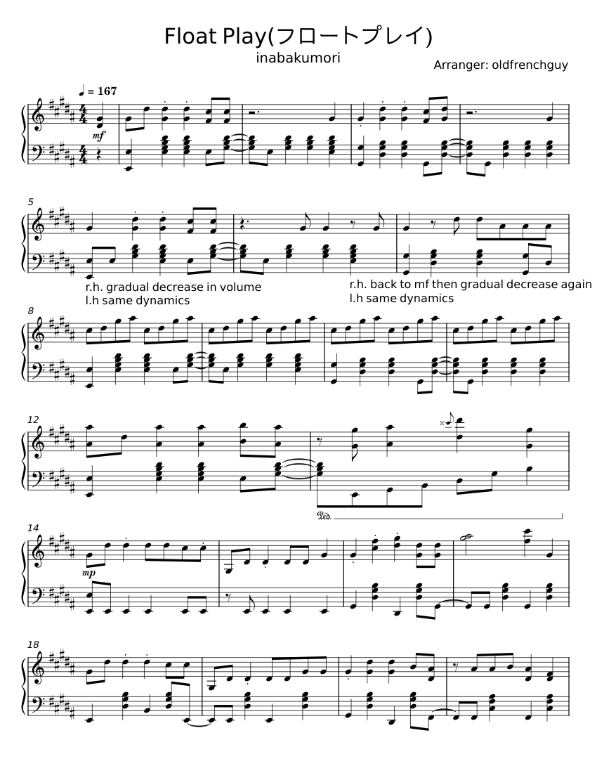 Float Play - inabakumori Sheet music for Piano (Solo) | Musescore.com