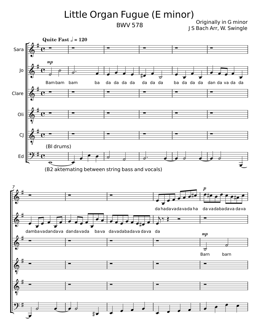 Little Organ Fugue - J S Bach Sheet music for Synthesizer (Mixed ...
