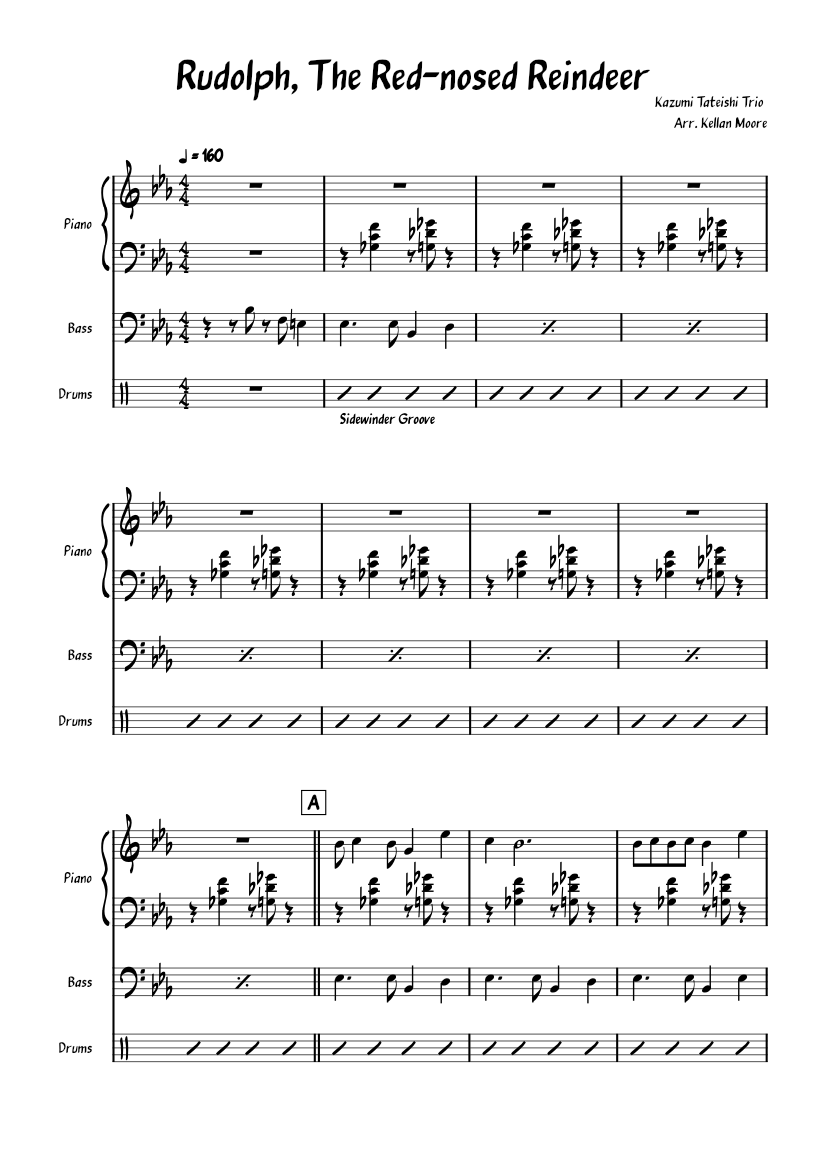 Rudolph, The Red-nose Reindeer – Kazumi Tateishi Trio Sheet Music for ...