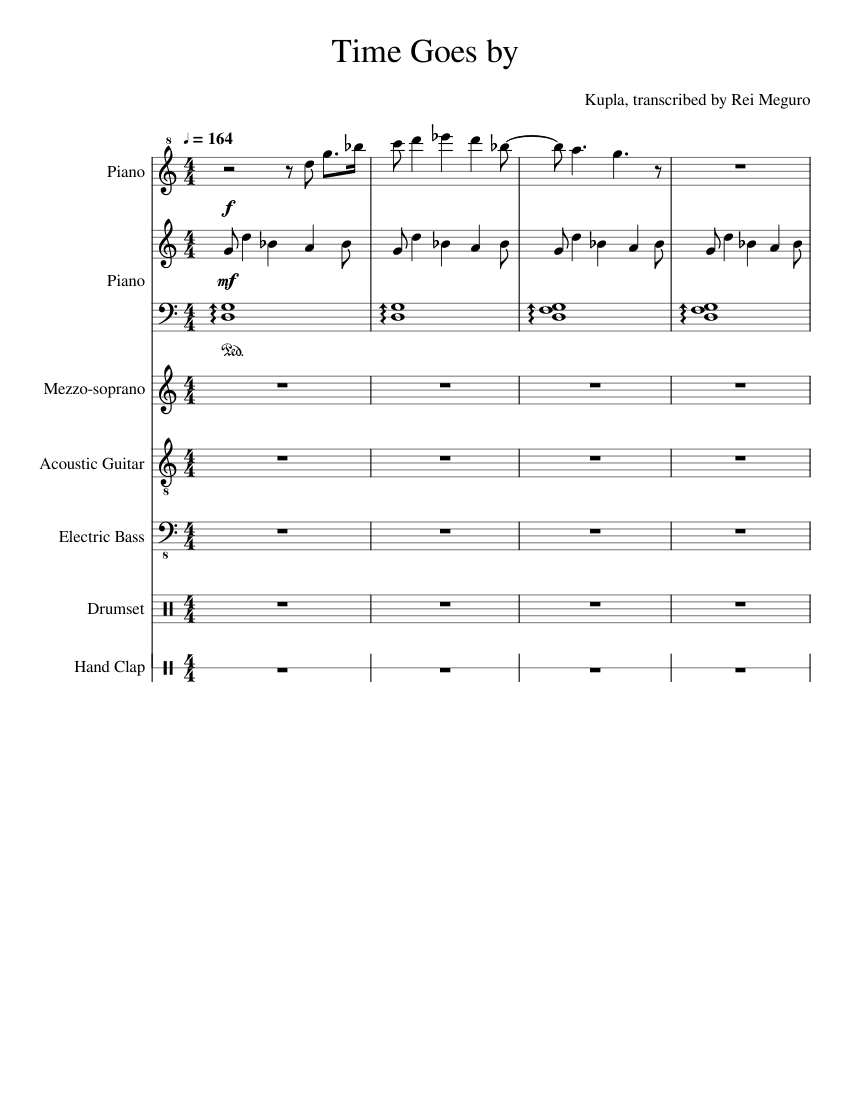 Time Goes by - Kupla Sheet music for Piano, Mezzo soprano, Guitar, Bass ...