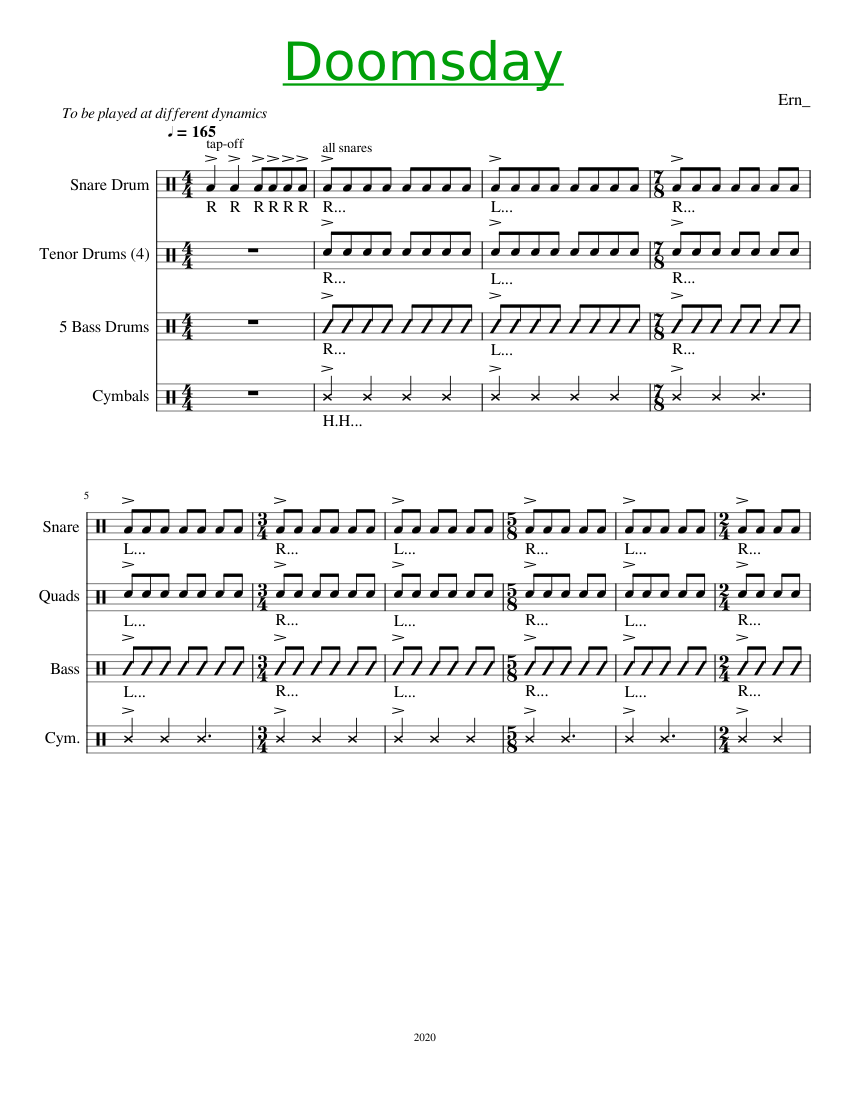 Doomsday - Warmup Sheet music for Crash (Solo) | Musescore.com