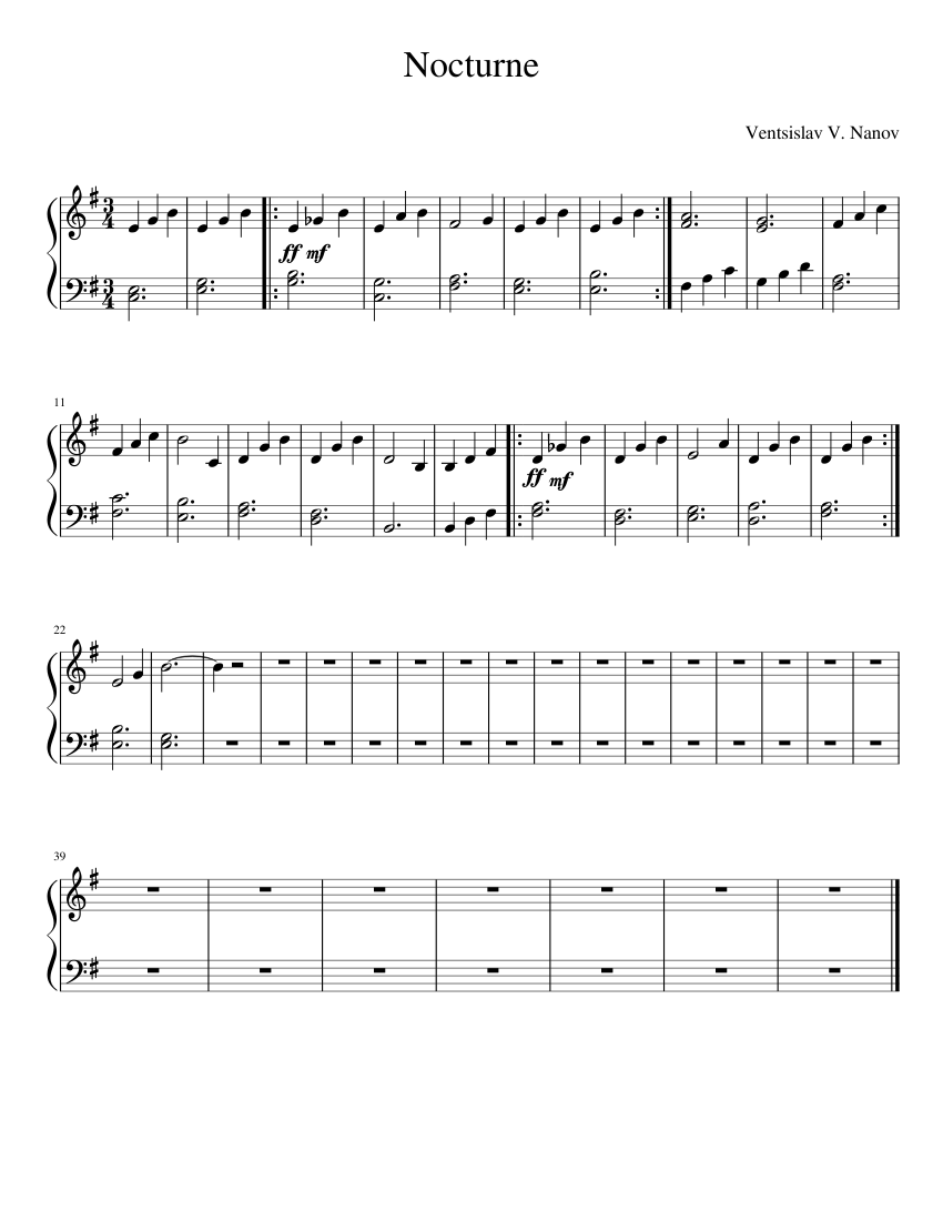 Nocturne Sheet music for Piano (Solo) | Musescore.com