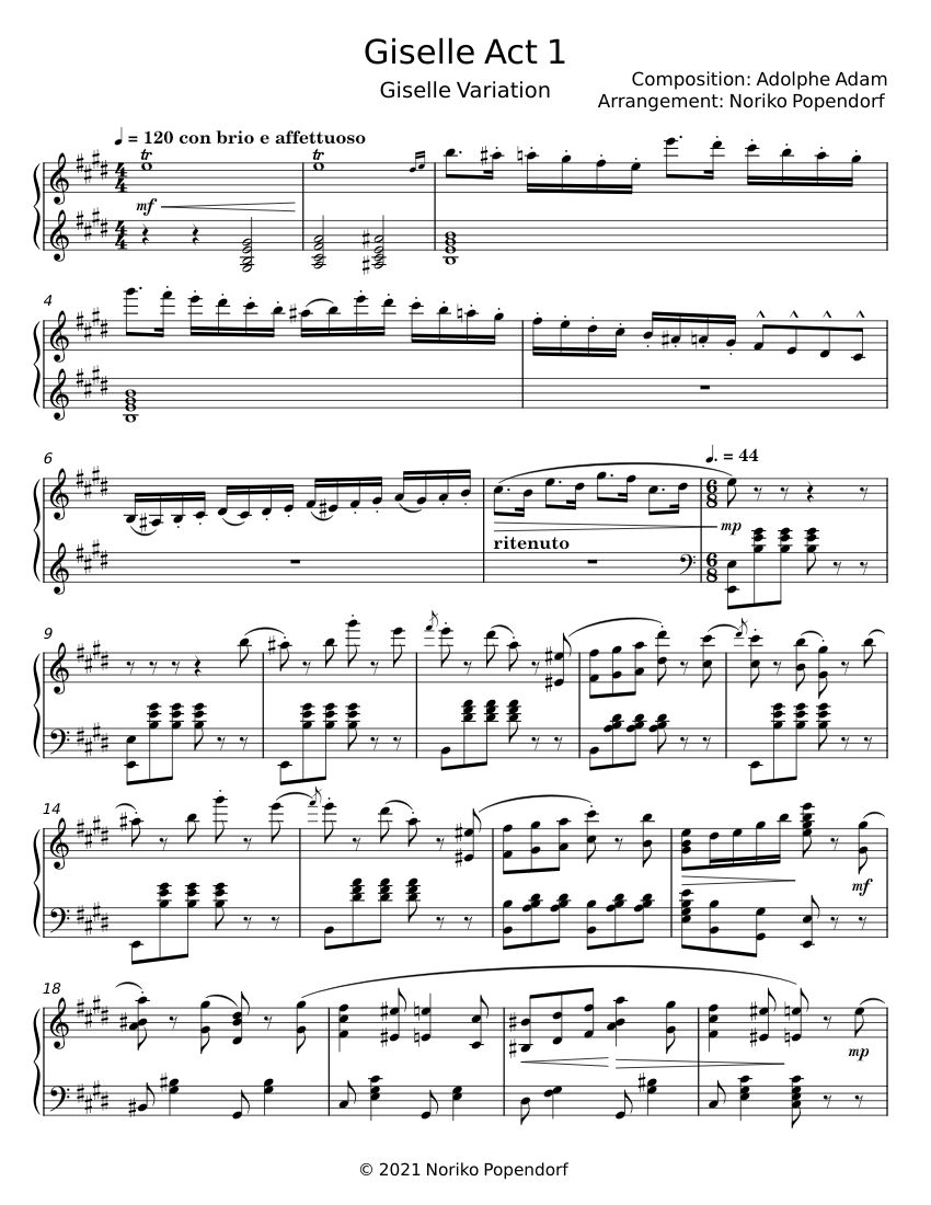 Giselle Act 1 - Adolphe Adam Sheet music for Piano (Solo) | Musescore.com