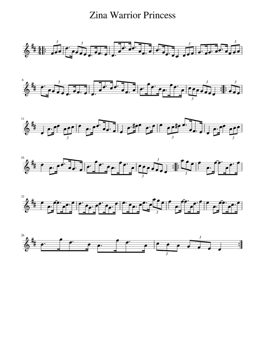 Zina Warrior Princess Sheet music for Piano (Solo) Easy | Musescore.com