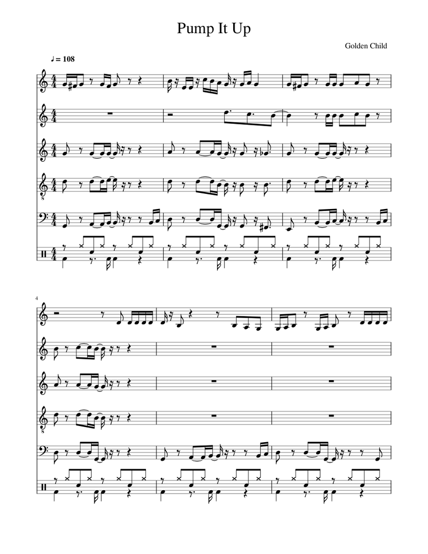 Pump It Up（Full Ver.） Sheet music for Piano, Drum group (Mixed Ensemble ...