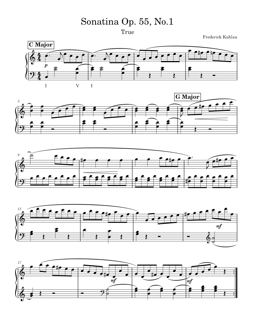 Sonatina Op. 55, No. 1 – Friedrich Kuhlau Sheet music for Piano (Solo ...