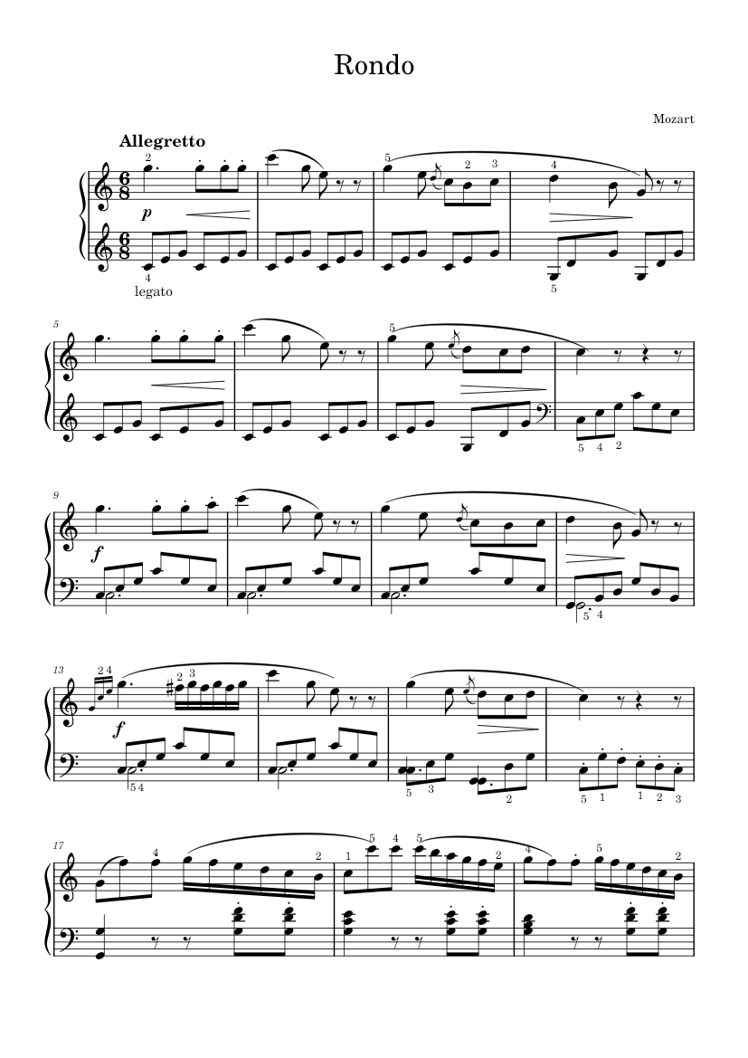 Rondo in C major, K.373 – Wolfgang Amadeus Mozart Rondo Mozart Sheet ...