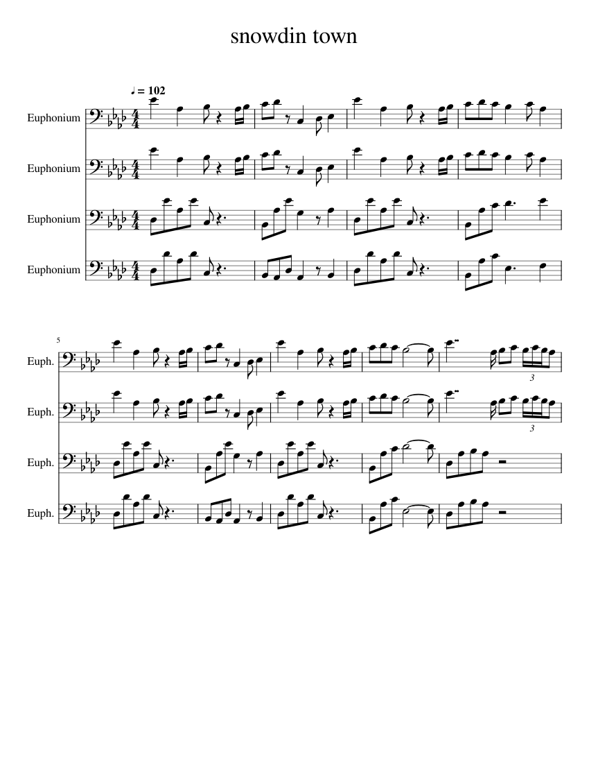 Snowdin Town Euphonium Quartet Sheet music for Euphonium (Mixed Quartet ...